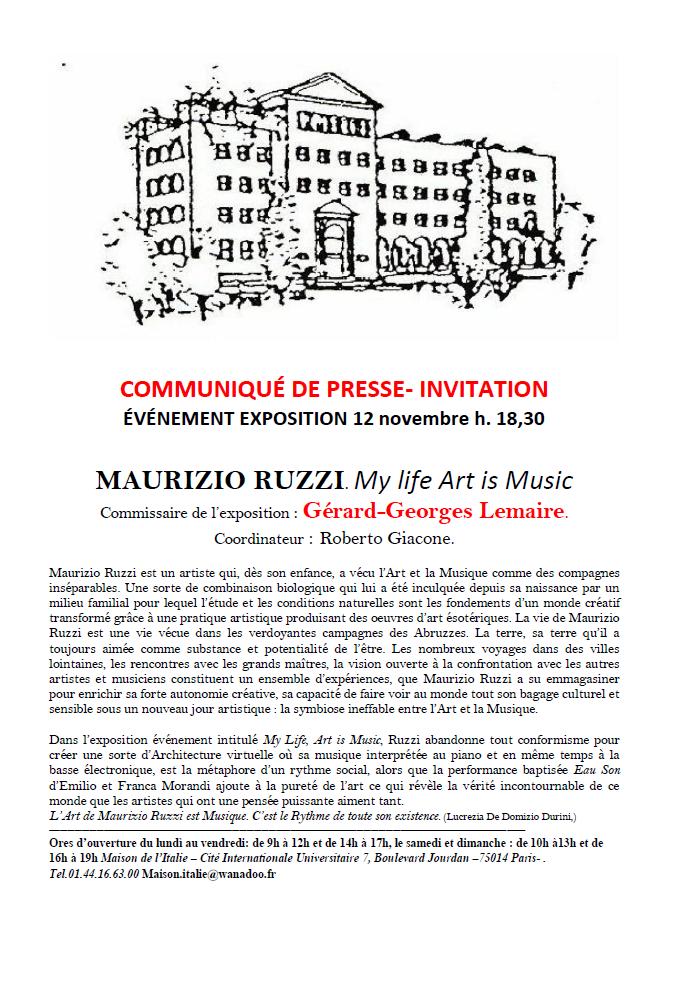 Evénement Exposition Maurizio Ruzzi – Maison de l'Italie